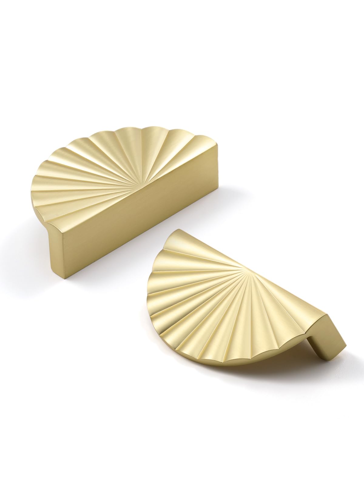 5 Pack Brushed Gold Cabinet Pulls 3" Hole Center Cup Flat Brass Drawer ...